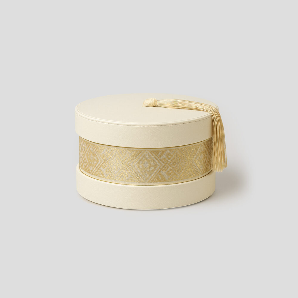 Coffret Cadeau Rond Blanc et Doré Luxe | Boîte Élégante